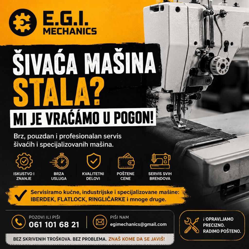   ŠIVAĆA MAŠINA STALA? NE BRINI — VRAĆAMO JE U POGON!    E.G.I
