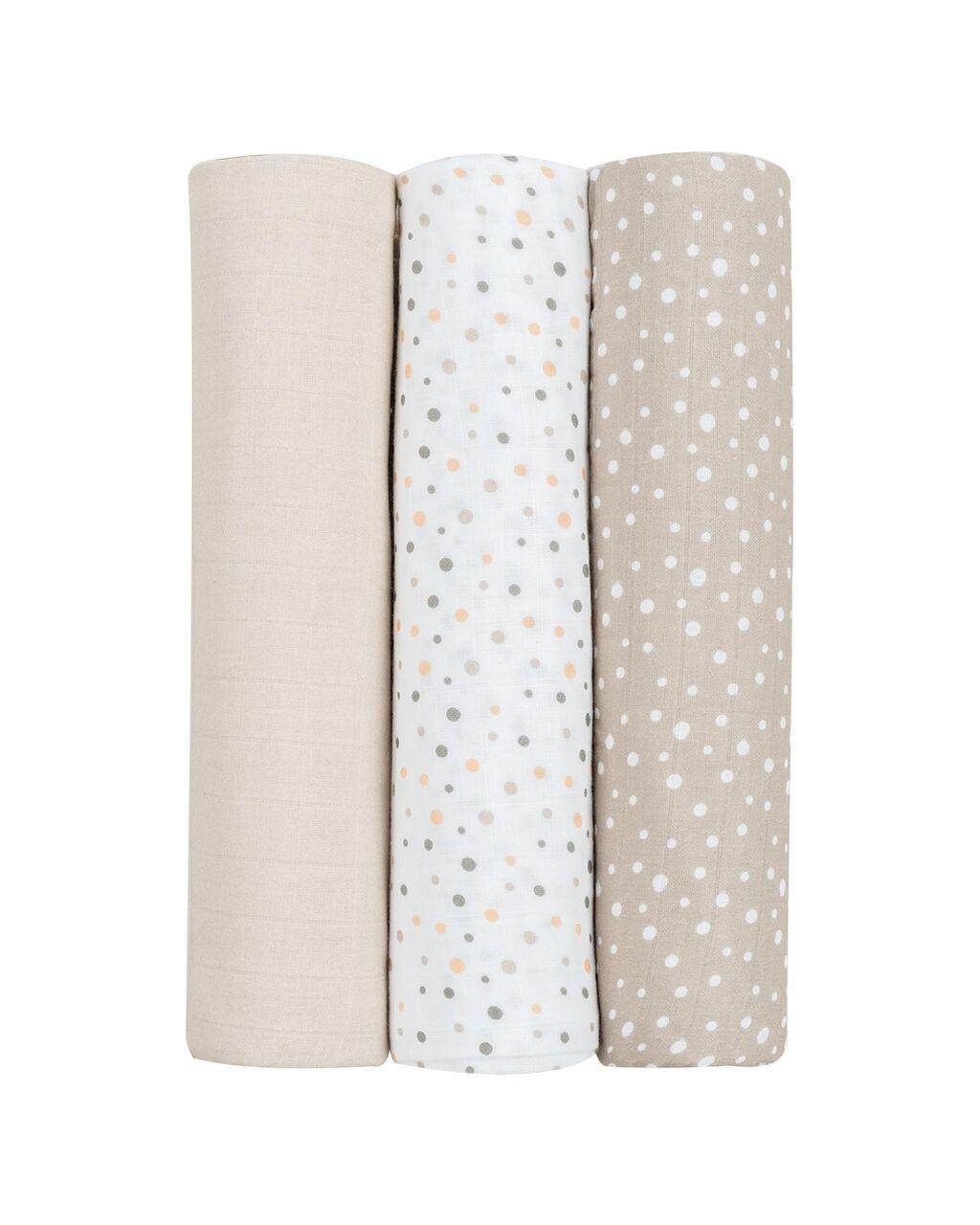 KikkaBoo Pelene od muslina – set 3 kom, 100 x 100 cm, Dots Beige Šifra