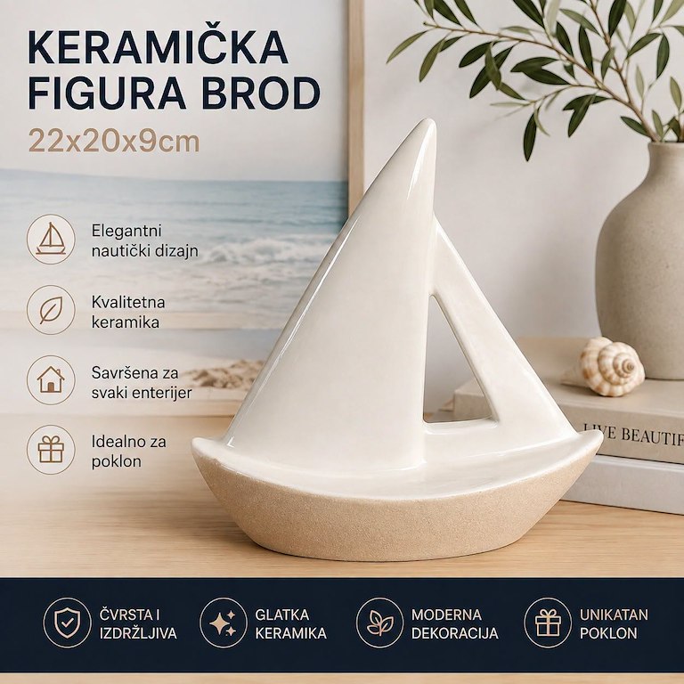Keramička figura BROD 22 × 20 × 9 cm