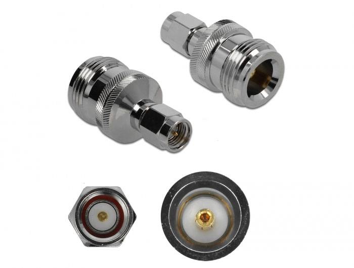 Delock 89960 N adapter ženski konektor N – SMA-utikač 10 GHz, 50 Ω