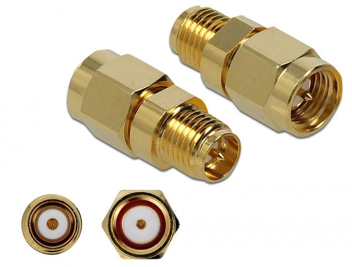 Delock 89973 SMA adapter SMA-utikač – RPSMA utičnica 10 GHz, 50 Ω