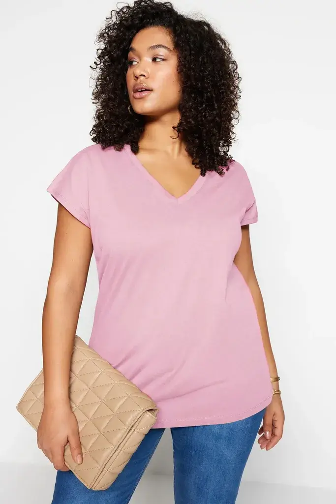 Trendyol Curve Ženska majica Tbbss22Bf0036, Roze