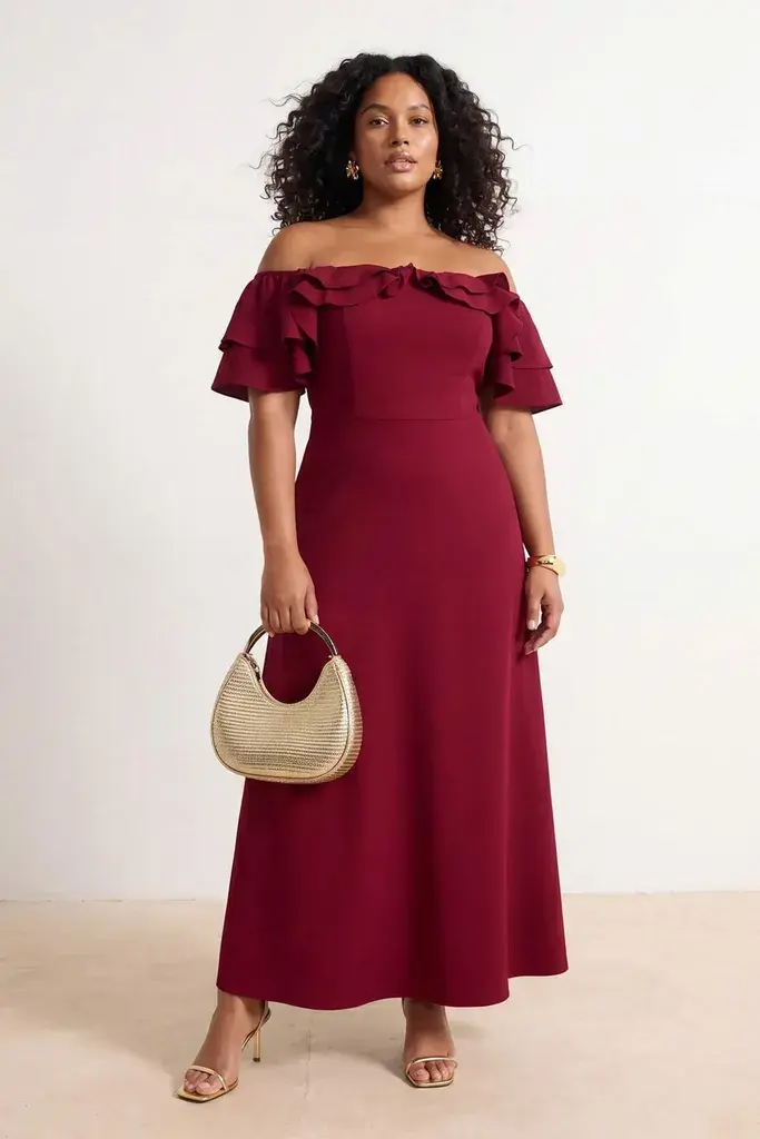 Trendyol Curve Ženska haljina Tbbss26Ah00005, Bordo