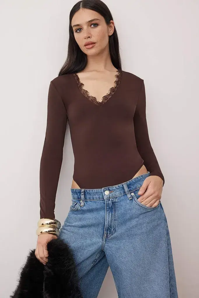 Trendyol Milla ženski body Tpraw25Bd00007, braon