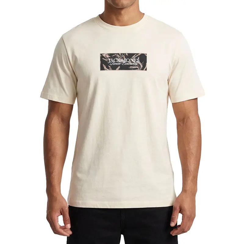 Jack & Jones Muška majica kratkih rukava Jormontauk Front Tee Ss Crew Neck Fst, Krem
