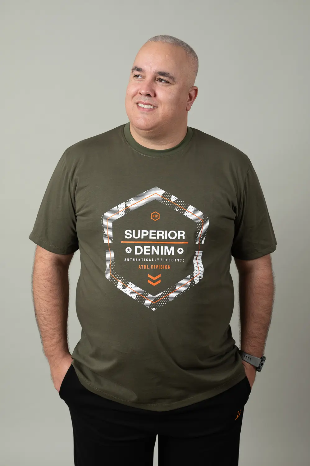 PANDA4U Muška pamučna majica SUPERIOR ORANGE, Maslinasta