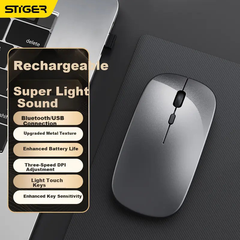 Stiger Bežični miš, 2.4GHz, Bluetooth, Sivi