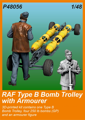 NEW! CMK P48056 RAF B Bomb Trolley with Armourer (3D-Printed)