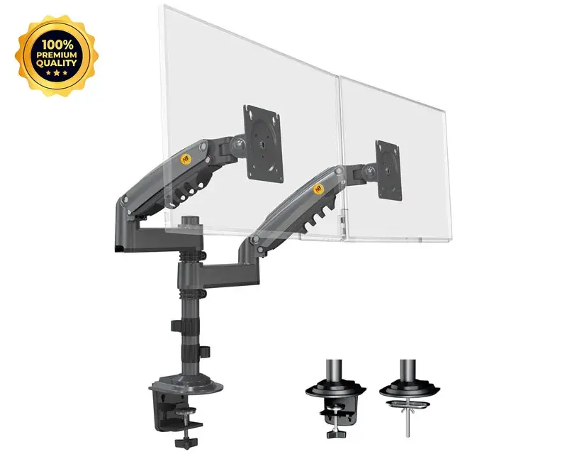 North Bayou Nosač za dva monitora H180, stoni, mat crni, 17-27"
