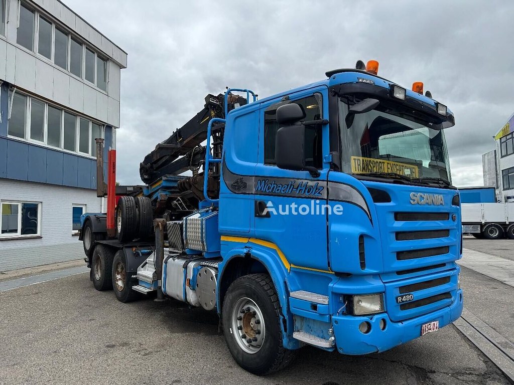 Scania R480 6X4 + EPSILON SRX47 + 2 AXLE HANGER kamion za prevoz drva + šumarska prikolica