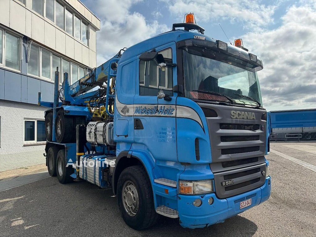 Scania R580 6X4 + LOGLIFT F251S89A + 2 AXLE HANGER kamion za prevoz drva + šumarska prikolica