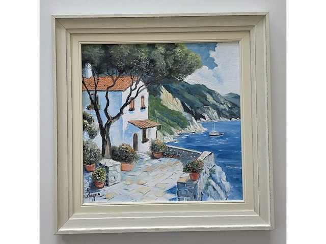 Ulje na platnu - Terasa mediterana, prelepo!