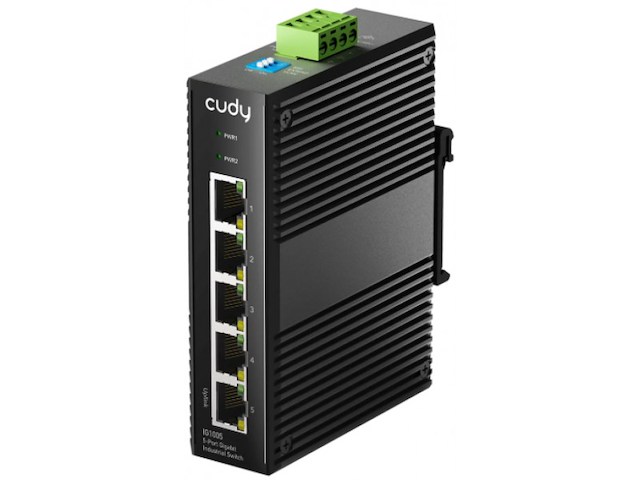 Cudy IG1005 5-Port Gigabit Industrial Switch, 5× GbE, Shielded, Dual-Power Redundancy, IP40