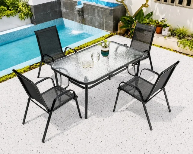 Garden sto sa 4 stolice set - kaljeno staklo