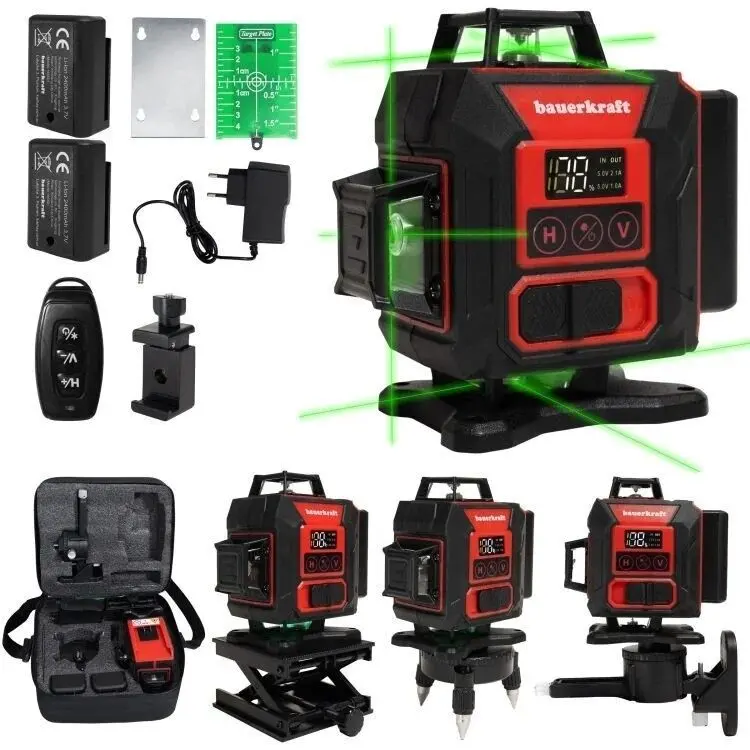 ModernHome Profesionalna laserska libela 4D, sa zelenim laserom, 360°, 16 liniјa