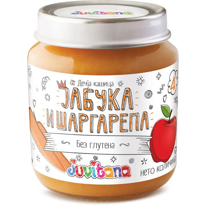 Juvitana Kašica za bebe od jabuke i šargarepe 4M+, 128g
