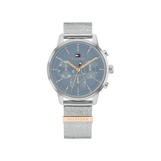 Tommy Hilfiger 1782807 ženski sat Multifunction Silver Stainless Steel Mesh Band Rose Gold Detail Light Blue Dial 34mm Bestseller
