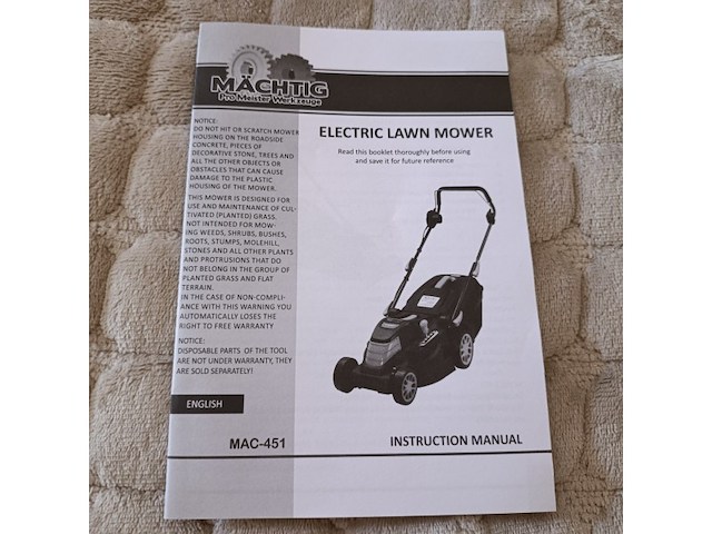 Uputstvo za električnu kosilicu MAC-451