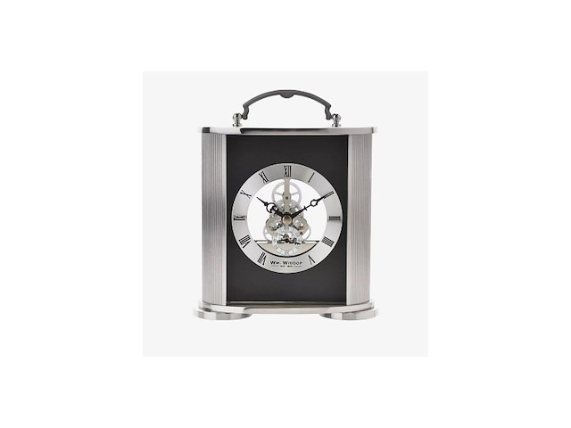 Stoni sat - William, Mantel, Handle Skeleton, Movement, Silver and Black