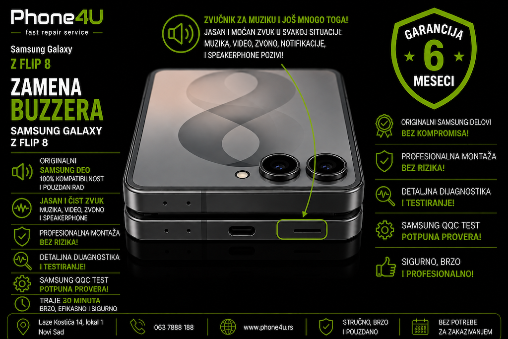 Zamena buzzera Samsung Galaxy Z Flip 8 | Phone4U Novi Sad