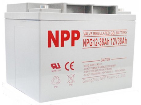 NPP NPG12V-38Ah, Gel battery, C20=38AH, T14,197*165*174*174, 11KG, Light grey