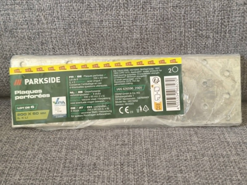 Parkside set perforiranih veznih ploča 200x60 mm