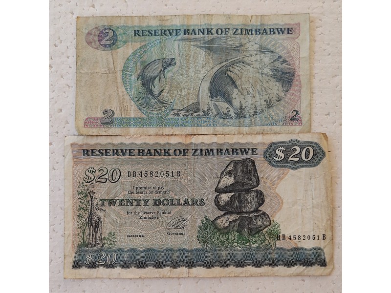 LOT OD 2 NOVČANICE ZIMBABVE.