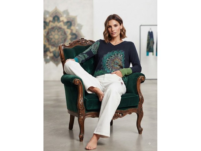 Original DESIGUAL teget džemper sa mandalama -M/ L