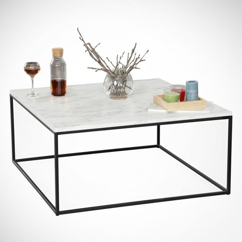 Hanah Home Poly - Marmo White Black Coffee Table