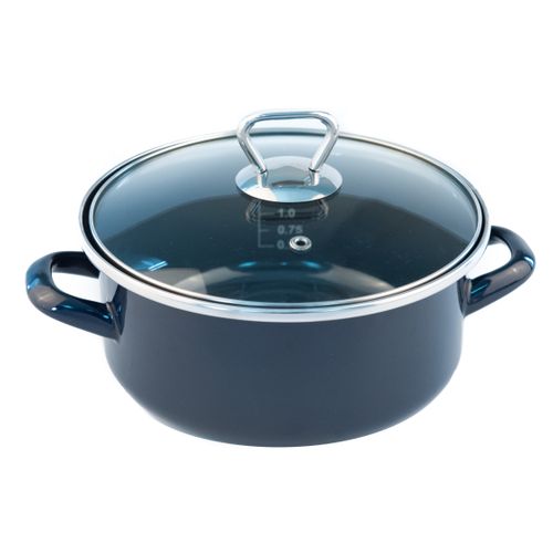 Fackelmann Šerpa+stakleni poklopac, 18cm emajl, 1.75l