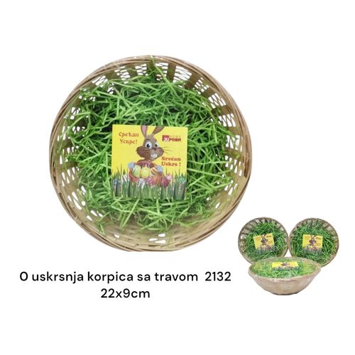 Pletena korpica sa travom za Uskrs