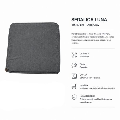 Sedalica LUNA 40x40 - Dark grey
