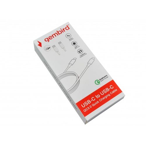 CCP-AMCM-AMCM-1.8M** Gembird USB 2.0 Type-C to Type-C cable (AM/CM), QC3.0, 1.8m WHITE (135) fo