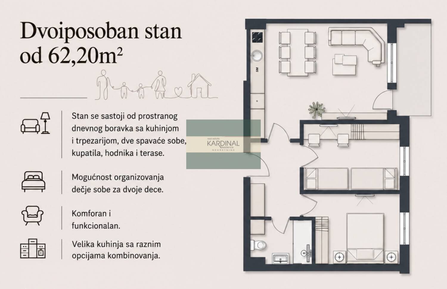 Dvoiposoban stan, Jagodina | Prodaja · 62m² · 115.620€