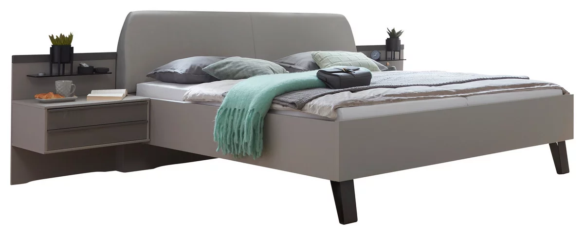 RAM KREVETA SA NOĆNIM STOČIĆE 180/200 cm braon, siva