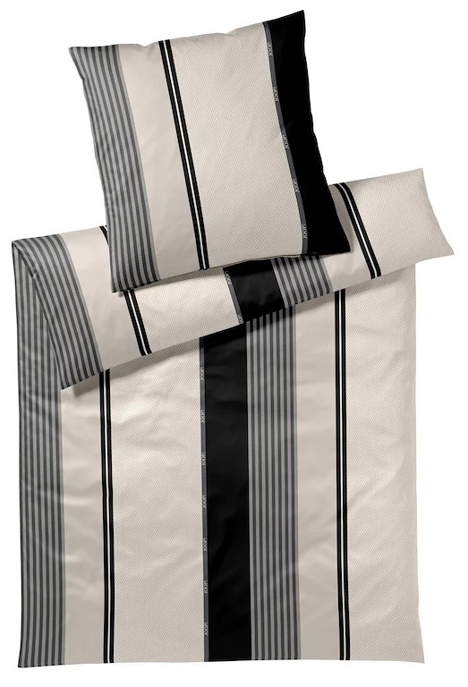 Joop! POSTELJINA SA DVA LICA Herringbone Stripes 200/200 cm makosaten crna
