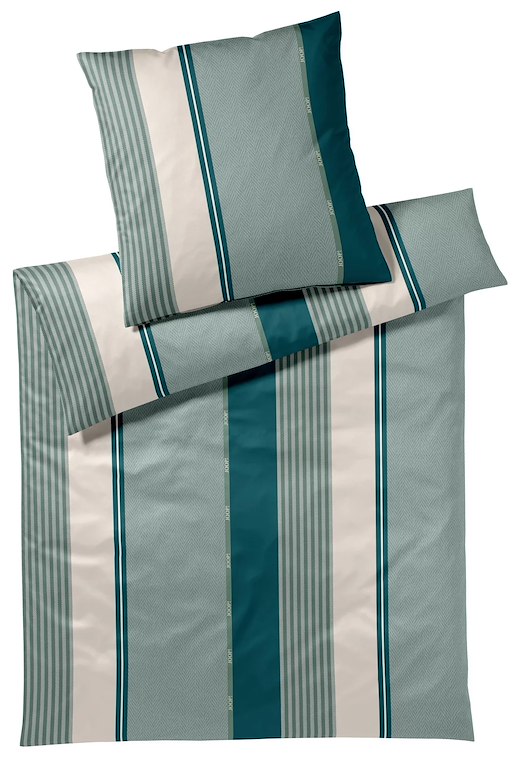 Joop! POSTELJINA SA DVA LICA Herringbone Stripes 200/200 cm makosaten smaragdno zelena