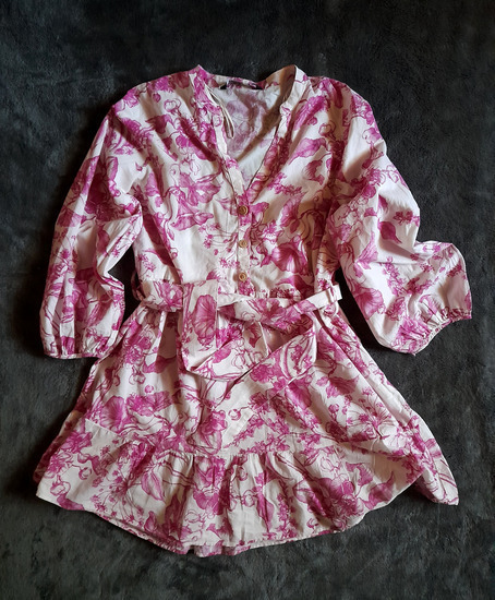 Zara poplin cvetna haljina-(100%pamuk)
