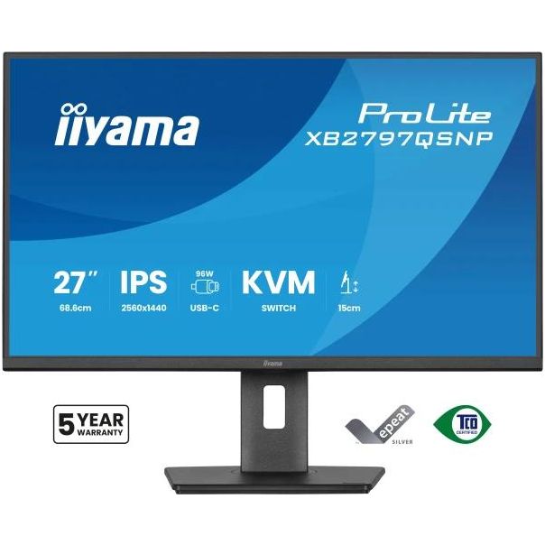 IIYAMA Monitor 27" XB2797QSNP-B1 IPS 2560x1440/75Hz/1ms/HDMI/DP/USB/RJ45/pivot