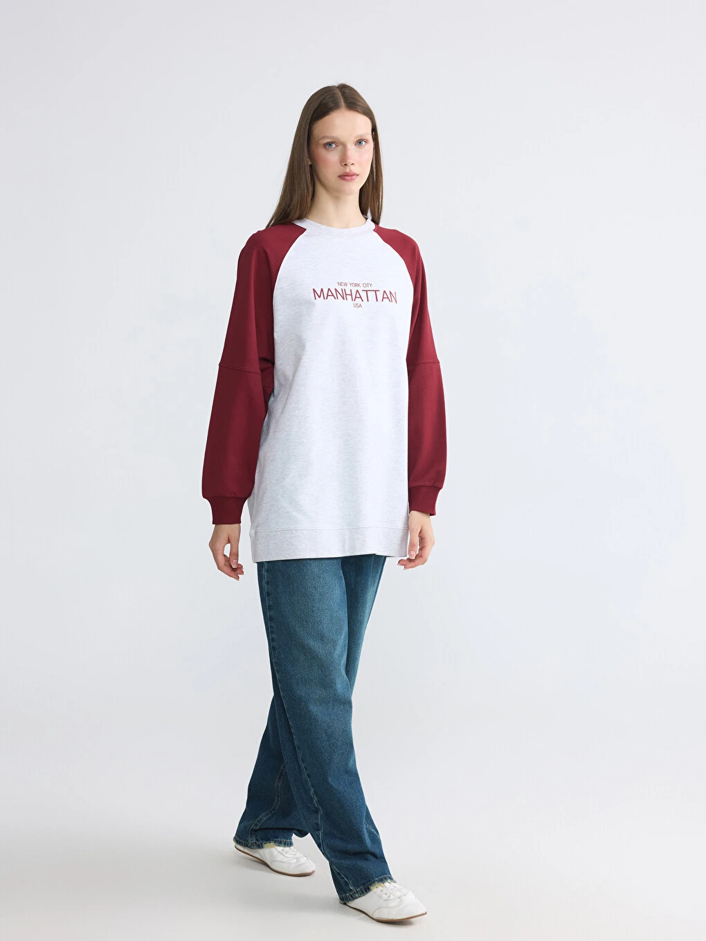 LCW Modest Štampana Oversize Ženska Dukserica Tunika