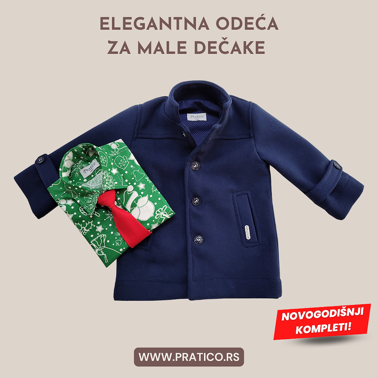 Teget/zeleno/crveni komplet za male dečake sa kaputom