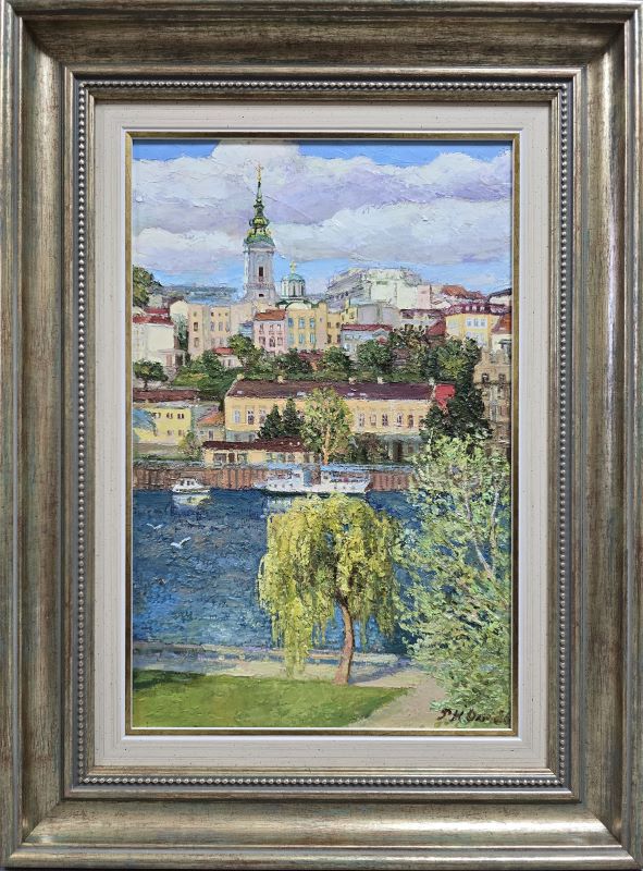 Saborna crkva, Olja Nikonova, ulje na platnu, sa 56×42 cm, bez 41×27 cm, uramljena, sertifikat, 31860 dinara
