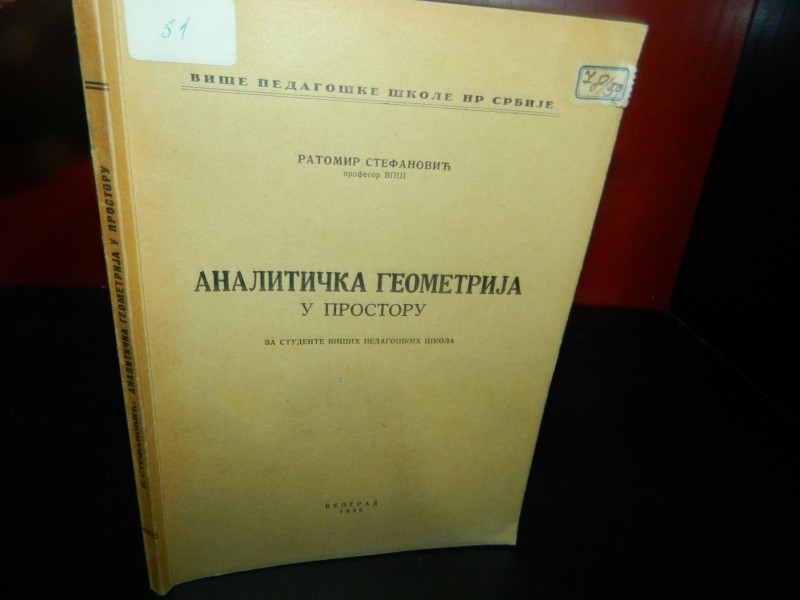 Analitička geometrija u prostru, Ratomir Stefanović