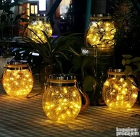Solarni fenjer lampa - Staklena u obliku tegle 2x