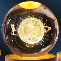 Kristalna 3D Lampa „Mesec i Saturna Maglina“ – Savršena Atmosferska Svetiljka za Vaš Dom