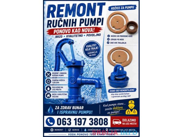 Remont ručnih pumpi i kožice za ručne pumpe