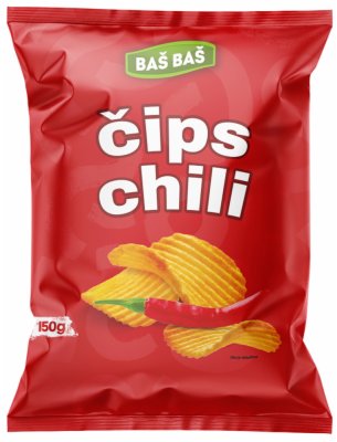 ČIPS REBRASTI CLASSIC ČILI BAŠ BAŠ 150G
