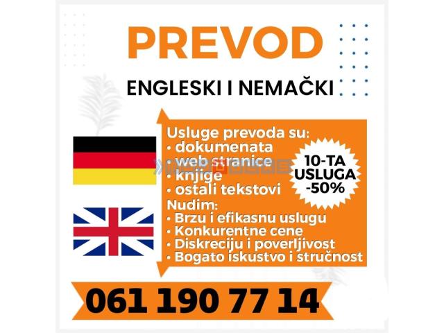 Prevod engleski i nemački 100 dinara po strani