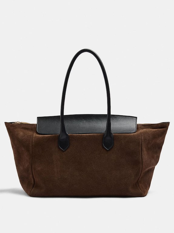 LEATHER SHOPPER BAG WITH FLAP AND CROSSBODY BAG