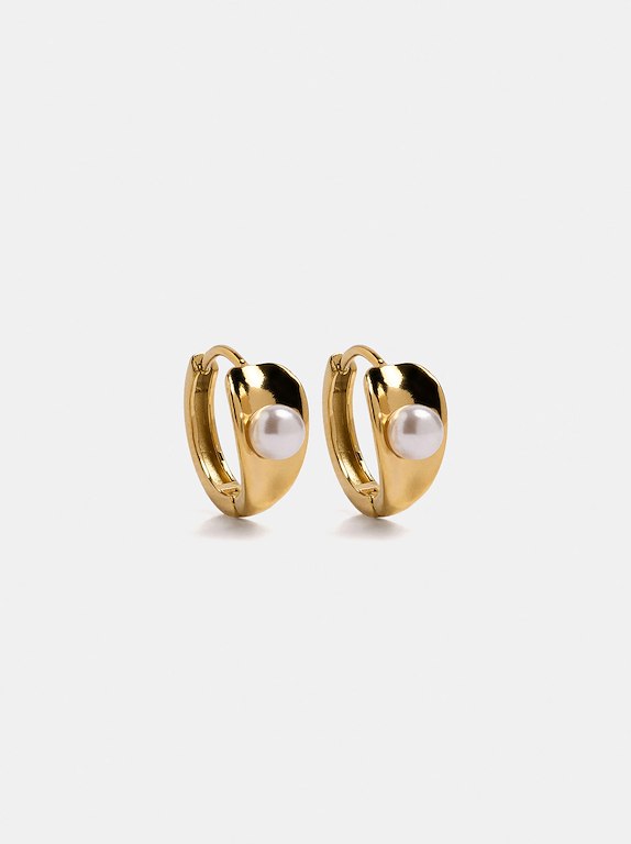 HOOP EARRINGS WITH PEARL - STAINLESS STEEL